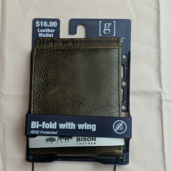 George | Bags | George Bison Leather Bifold Wallet With Wing | Poshmark